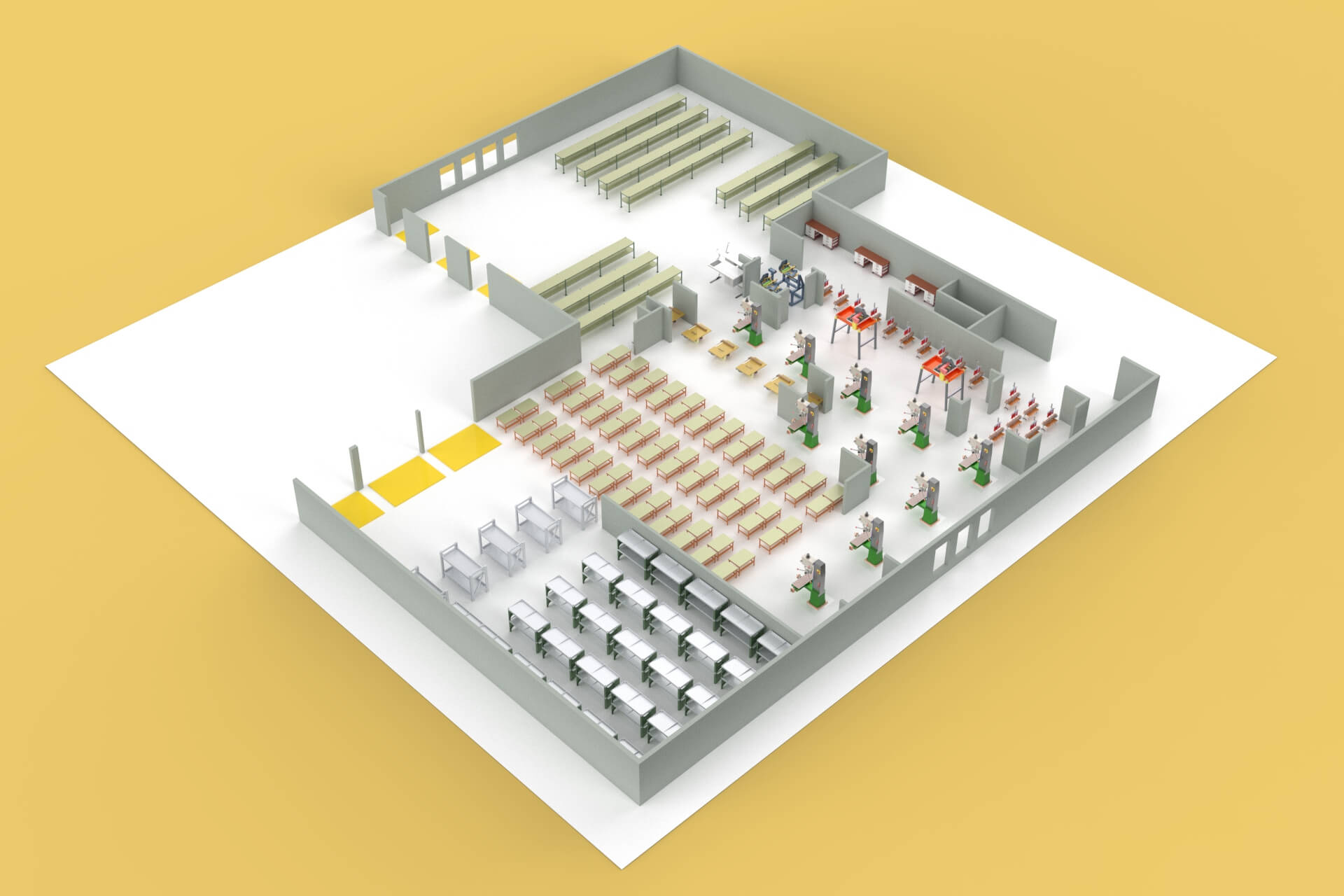 Equipment Layout Workshop Line Factory Industrial Floor Plan - 3D Model ...