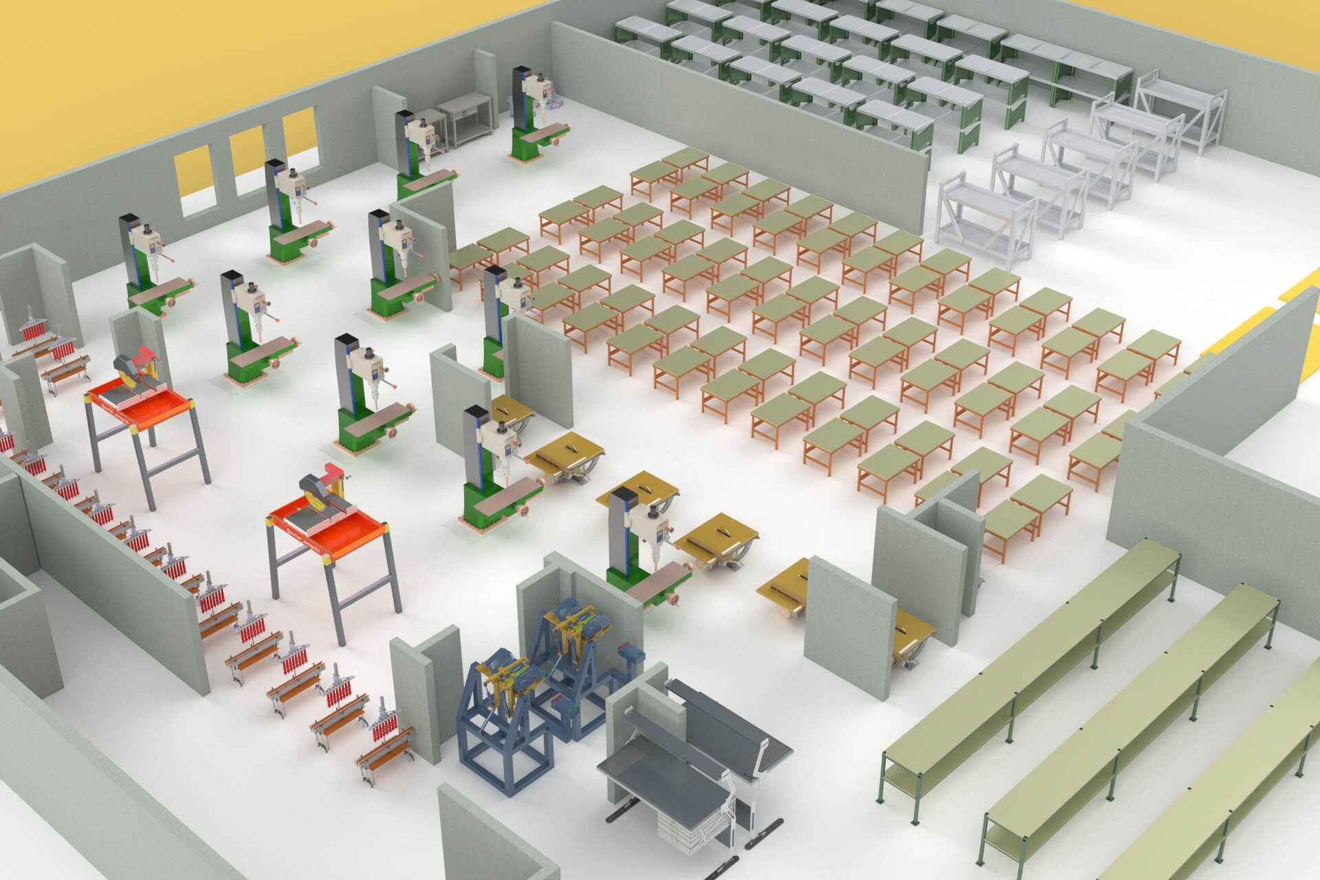 Equipment Layout Workshop Line Factory Industrial Floor Plan - 3D Model ...