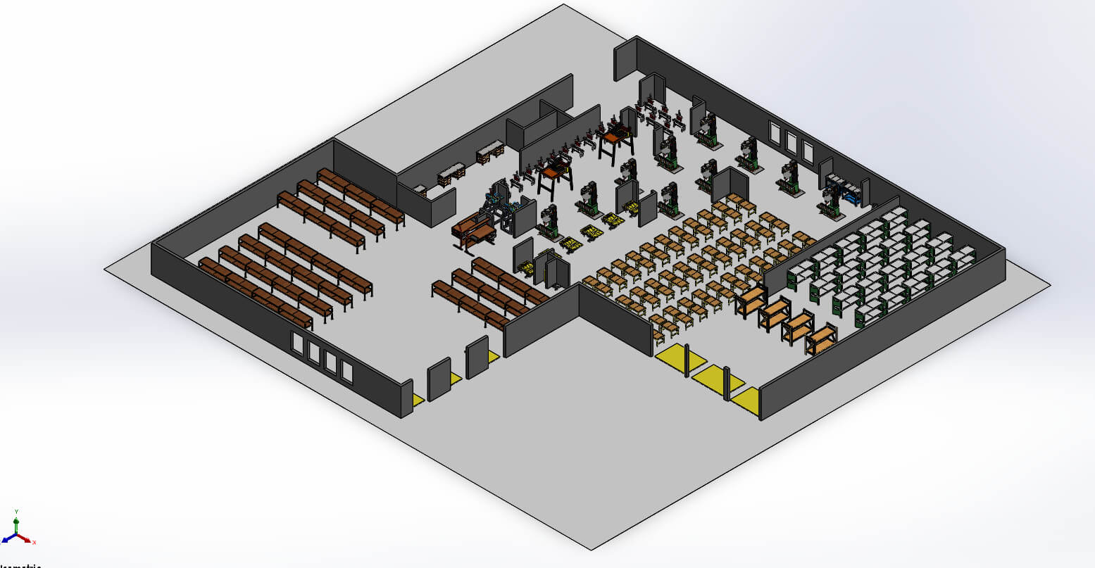 Equipment Layout Workshop Line Factory Industrial Floor Plan - 3D Model ...