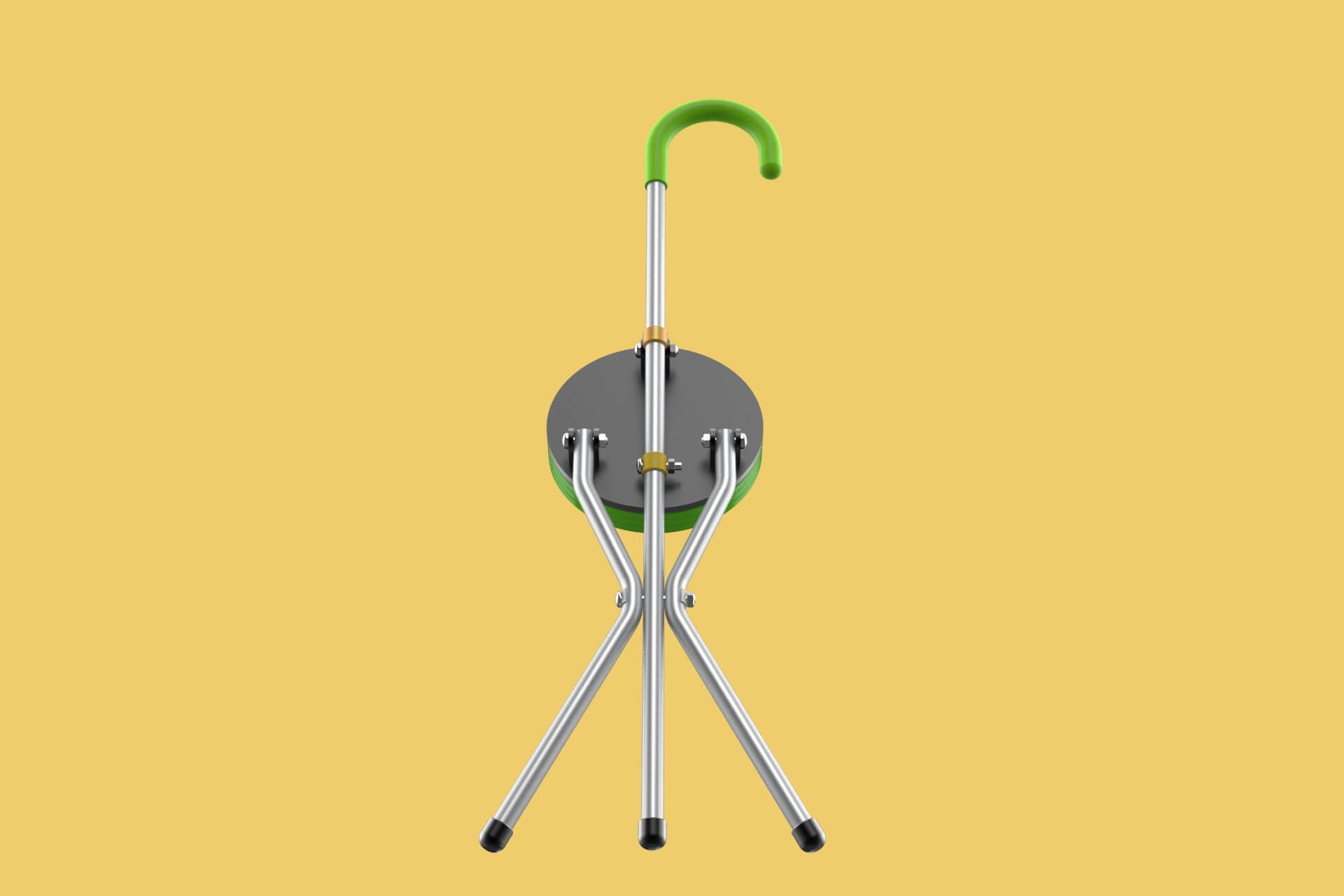 Expanding Seat Folding Stick Cane Chair Stool Walking Pole - 3D Model ...