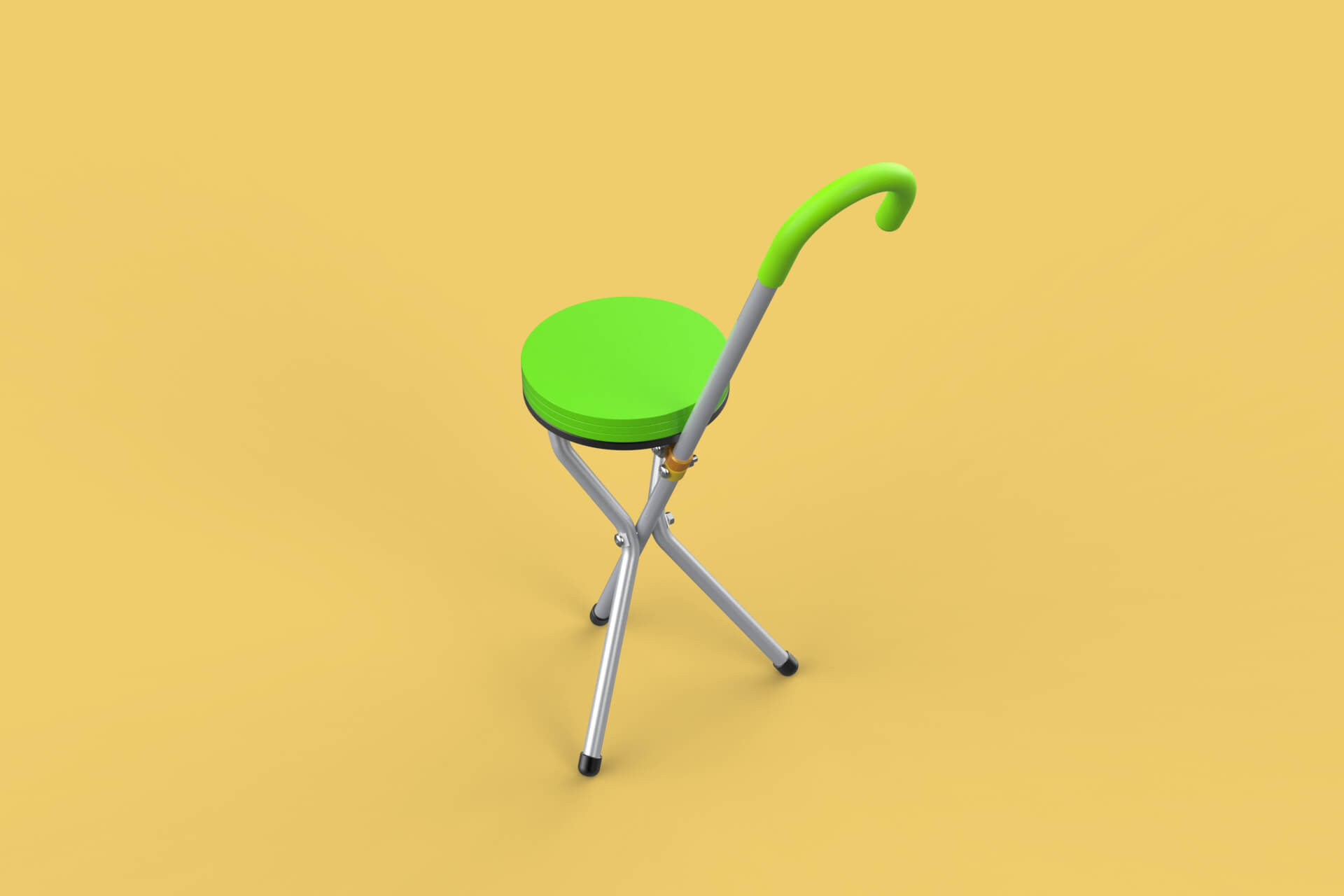 Expanding Seat Folding Stick Cane Chair Stool Walking Pole - 3D Model ...