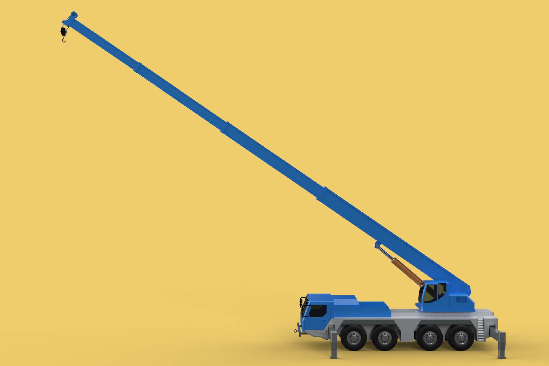 Extended Telescopic Boom Long Reach Mobile Crane Crawler Jib - 3D Model ...