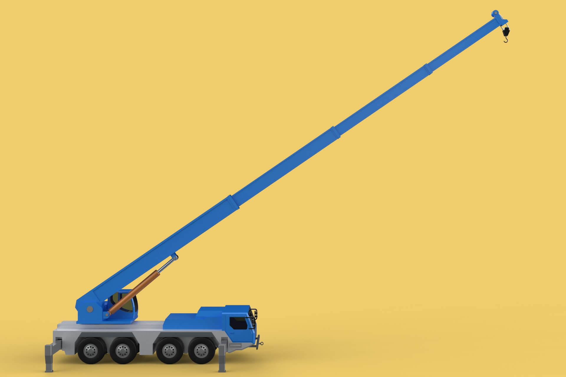 Extended Telescopic Boom Long Reach Mobile Crane Crawler Jib - 3D Model ...