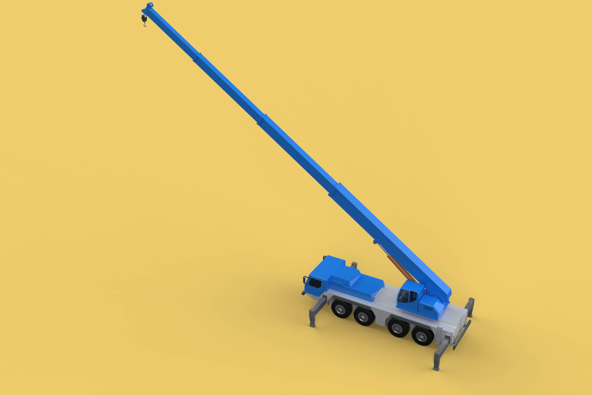 Extended Telescopic Boom Long Reach Mobile Crane Crawler Jib - 3D Model ...