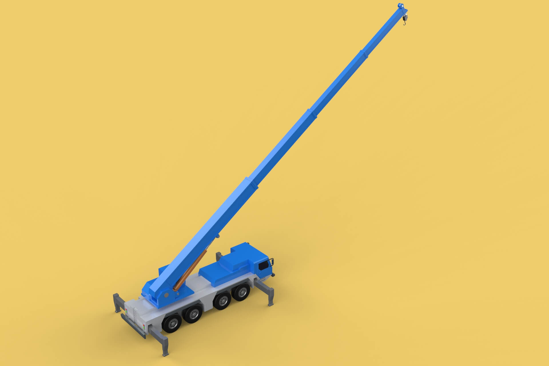 Extended Telescopic Boom Long Reach Mobile Crane Crawler Jib - 3D Model ...