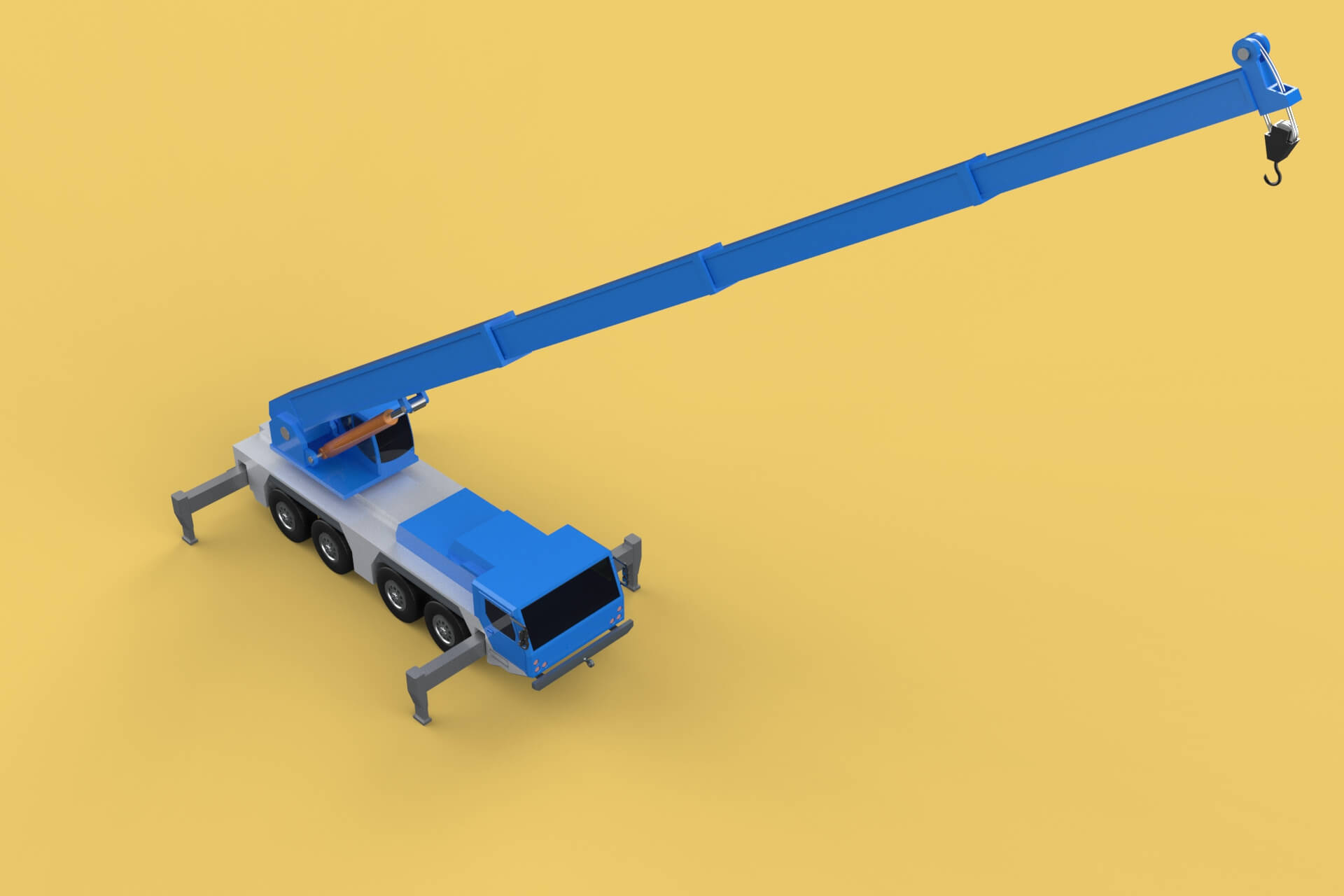 Extended Telescopic Boom Long Reach Mobile Crane Crawler Jib - 3D Model ...