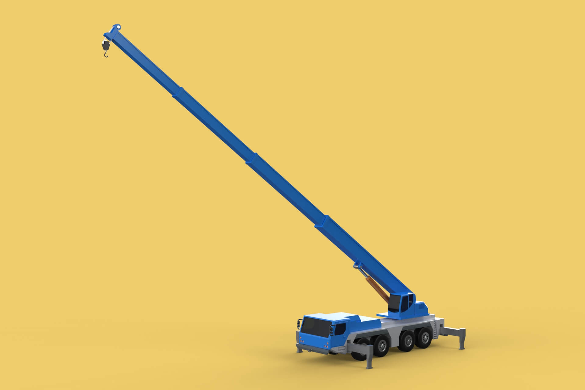 Extended Telescopic Boom Long Reach Mobile Crane Crawler Jib - 3D Model ...