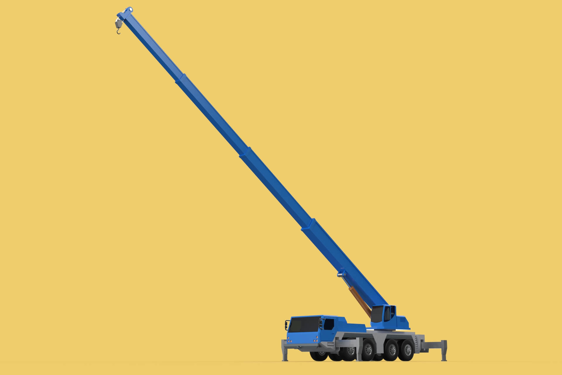 Extended Telescopic Boom Long Reach Mobile Crane Crawler Jib - 3D Model ...
