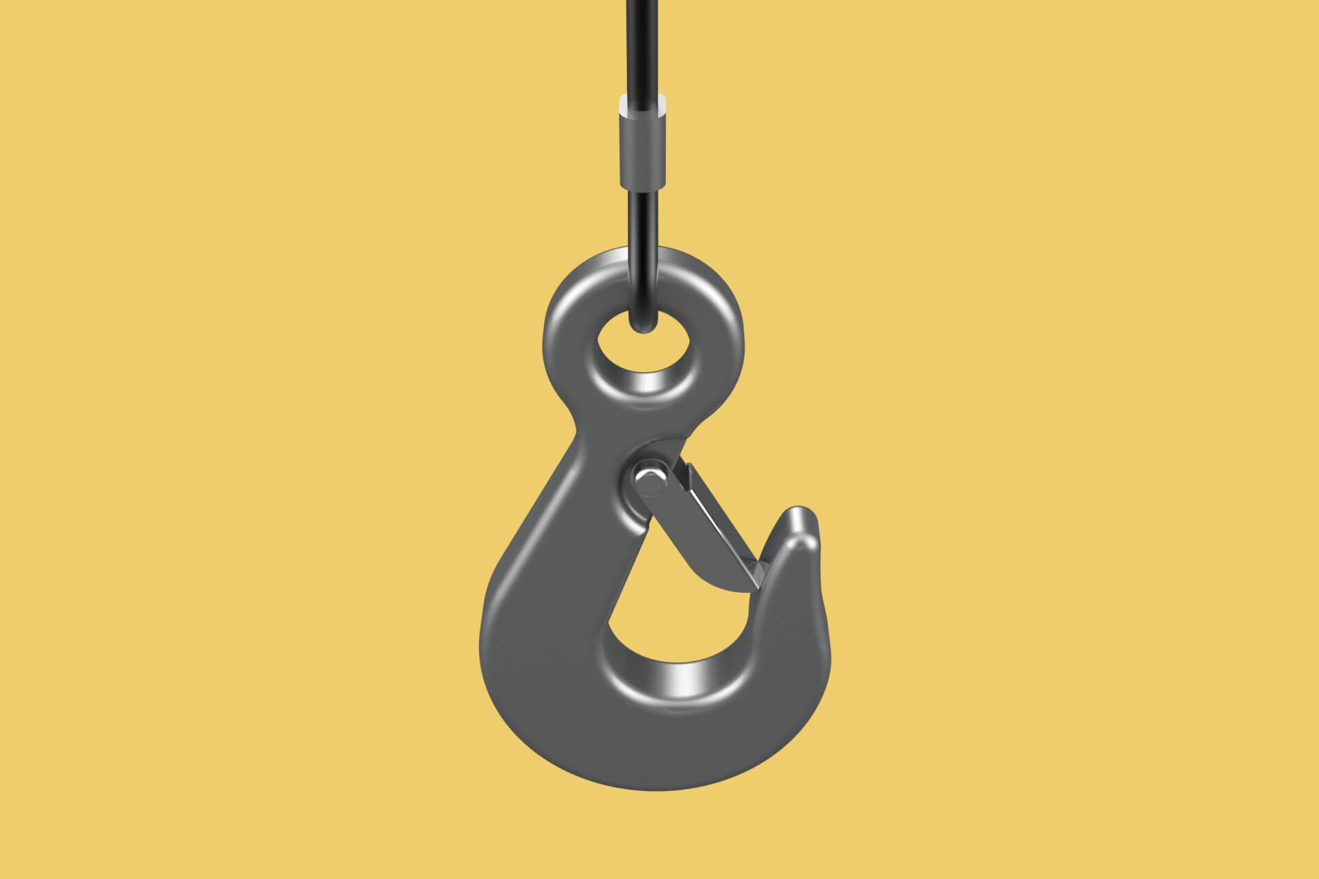 Eye Hook Single Lifting Crane Hooks Hoist Latch Steel Rope - 3D Model ...