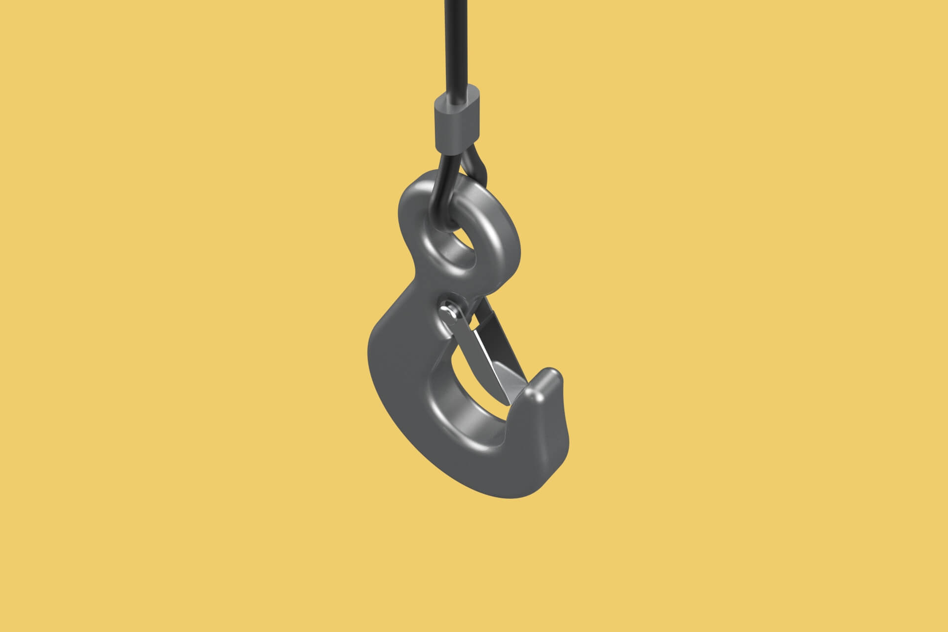 Eye Hook Single Lifting Crane Hooks Hoist Latch Steel Rope - 3D Model ...