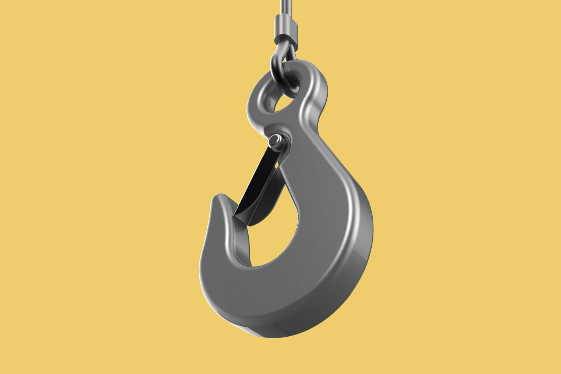 Eye Hook Single Lifting Crane Hooks Hoist Latch Steel Rope - 3D Model ...