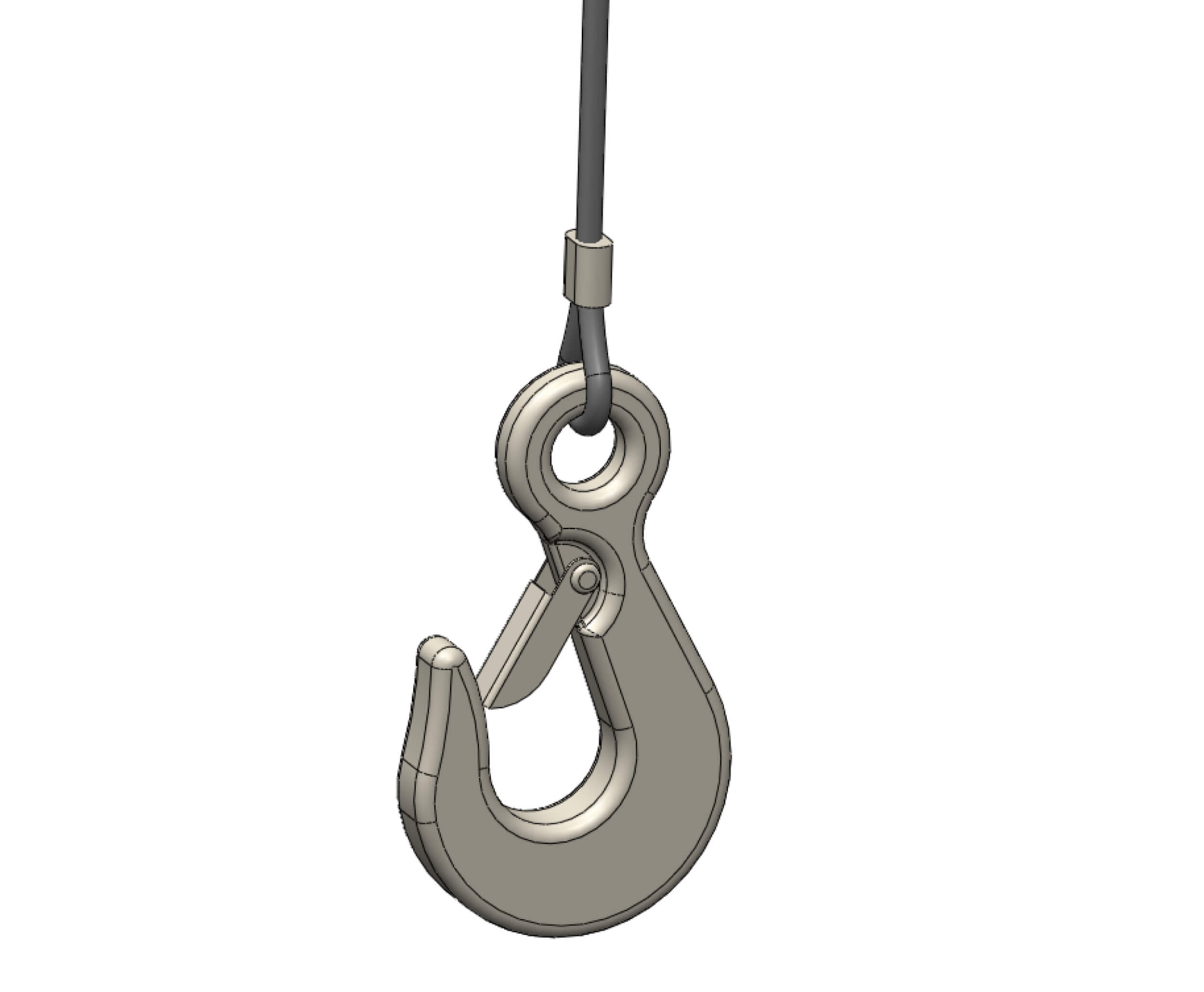 Eye Hook Single Lifting Crane Hooks Hoist Latch Steel Rope - 3D Model ...