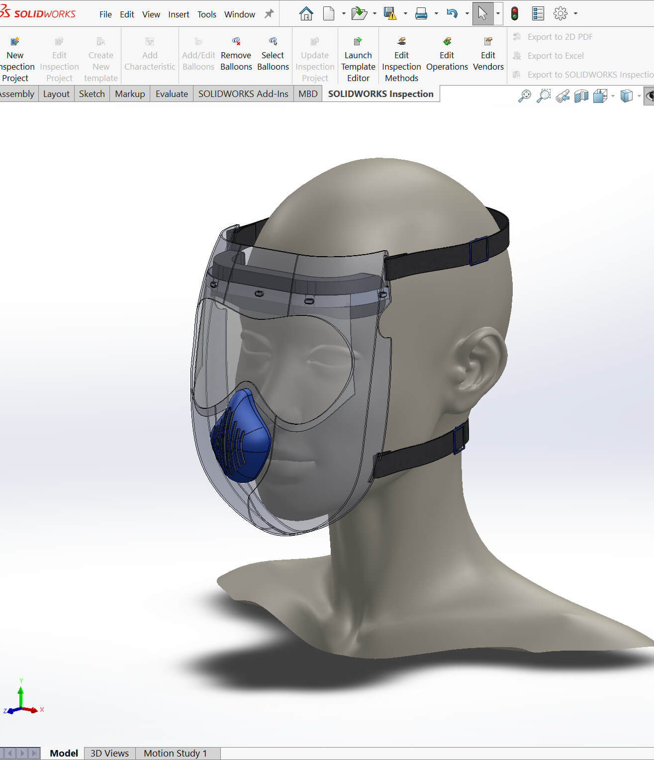Face Shield & Mask - 3D Model by surf3d