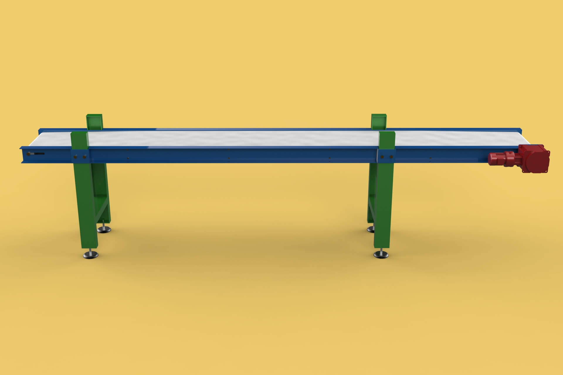 Factory Industrial Horizontal Flat Belt Conveyor - 3D Model by surf3d
