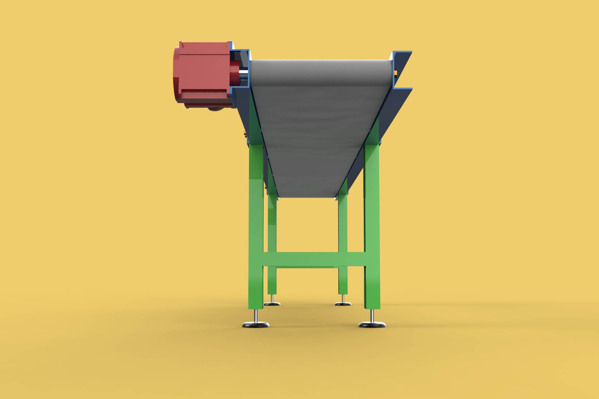 Factory Industrial Horizontal Flat Belt Conveyor - 3D Model by surf3d