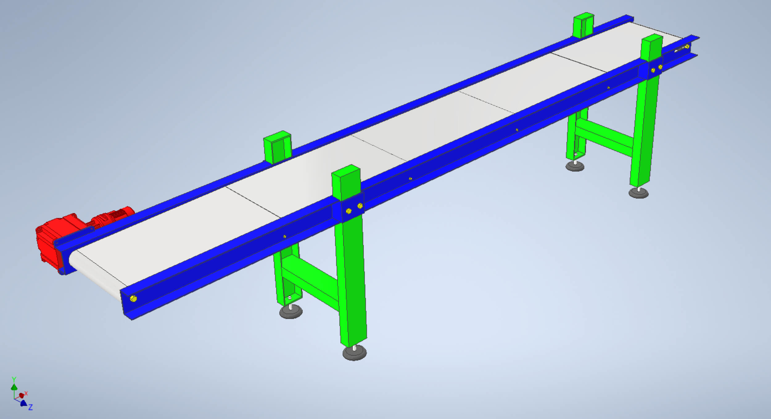 Factory Industrial Horizontal Flat Belt Conveyor - 3D Model by surf3d