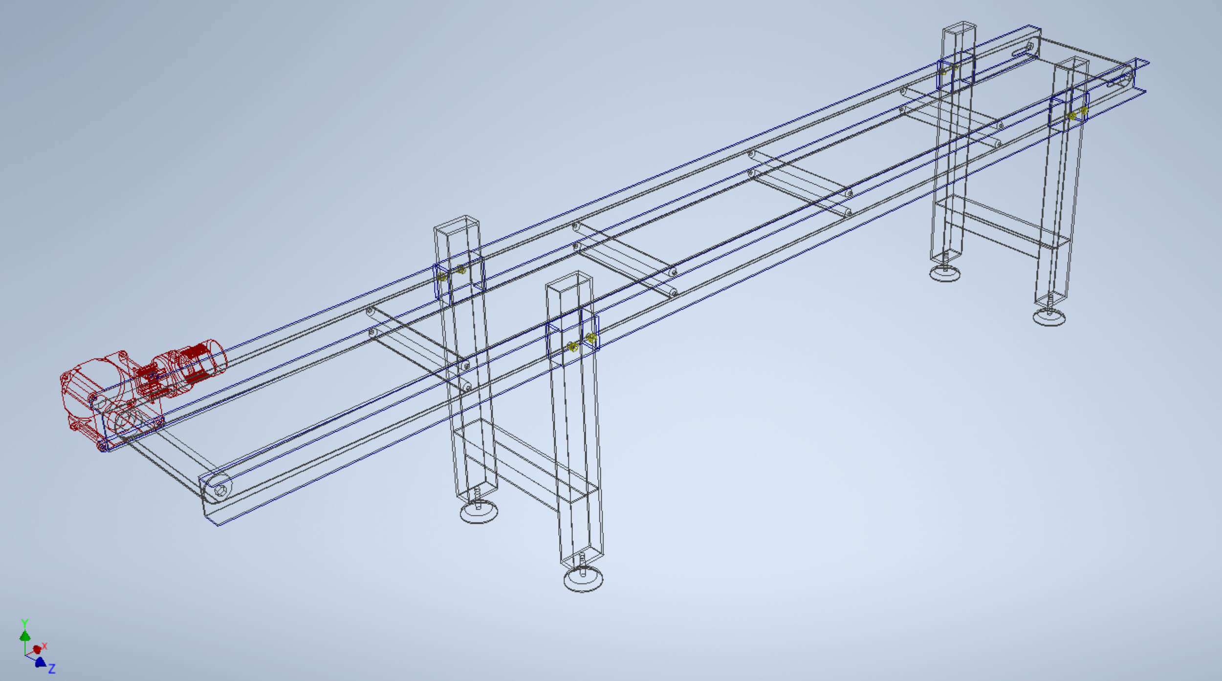 Factory Industrial Horizontal Flat Belt Conveyor - 3D Model by surf3d