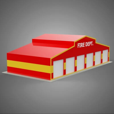Fire Engine Garage Station Firehouse Door Bay Gate Center - 3D Model by ...