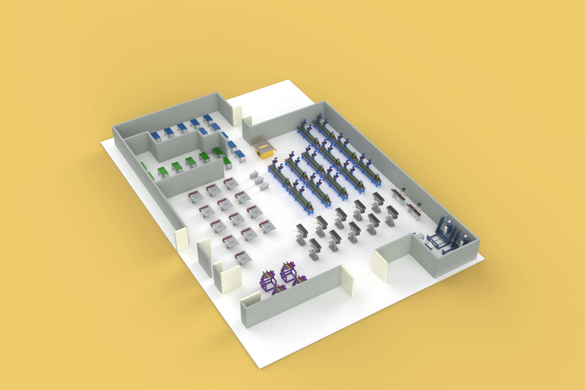 Floor Production Workshop Line Factory Layout Industrial - 3D Model by ...