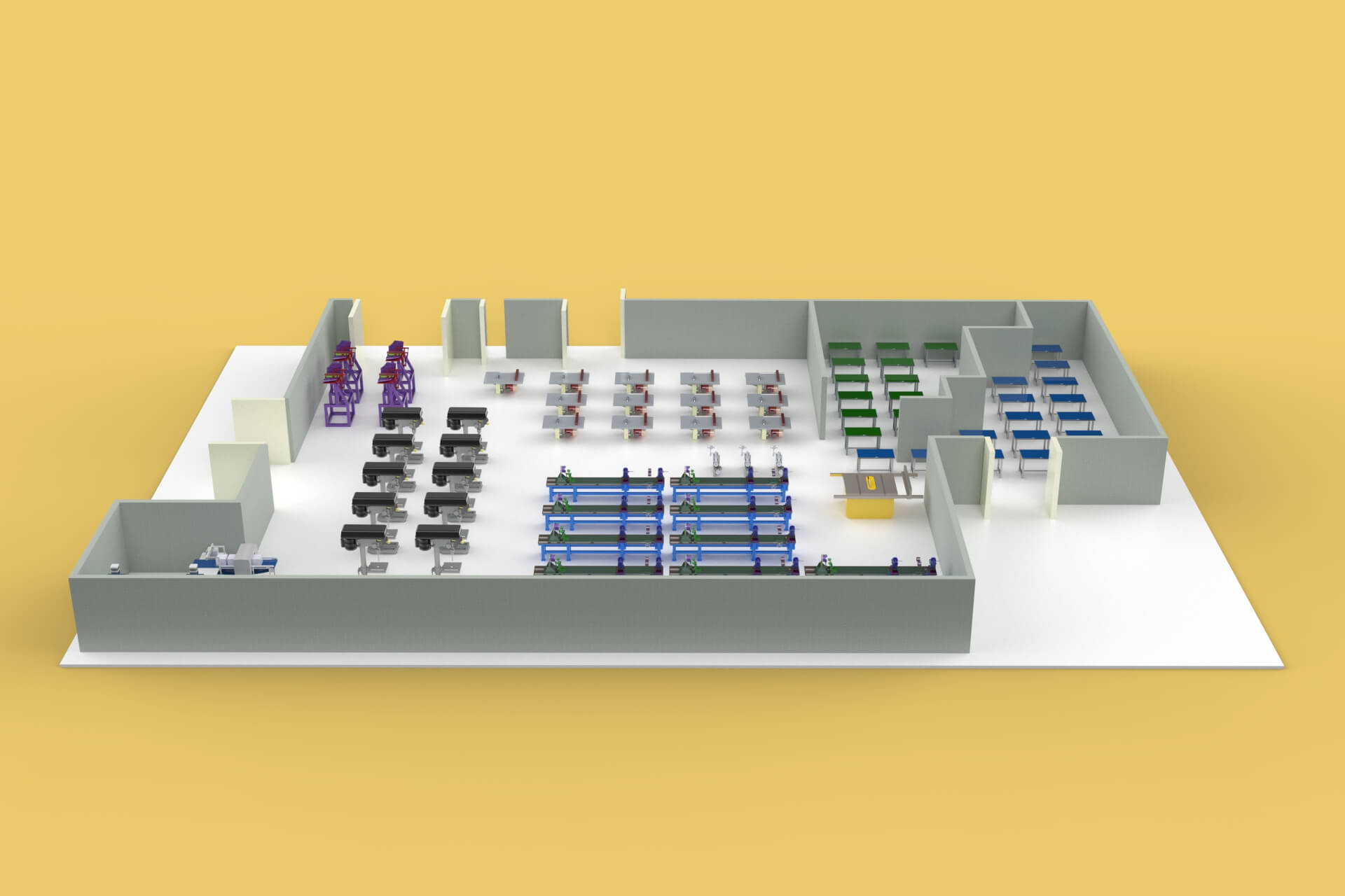 Floor Production Workshop Line Factory Layout Industrial - 3D Model by ...