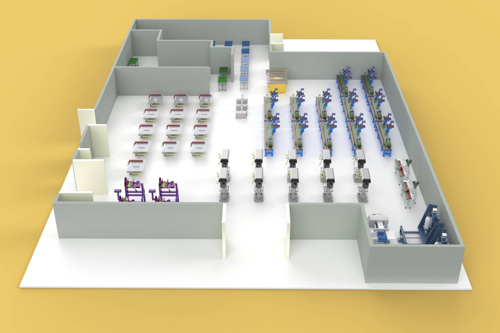 Floor Production Workshop Line Factory Layout Industrial - 3D Model by ...