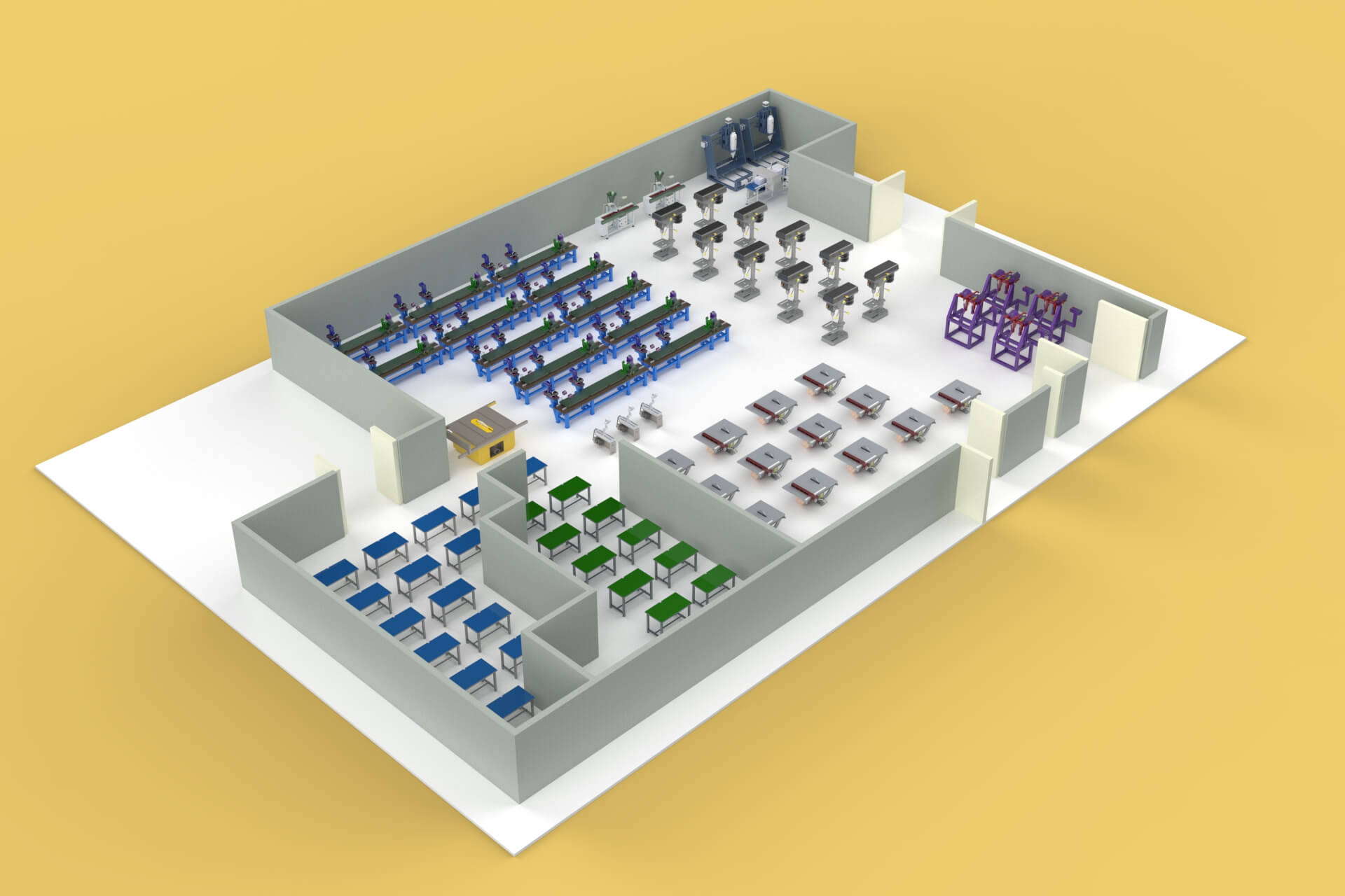 Floor Production Workshop Line Factory Layout Industrial 3d Model By Surf3d