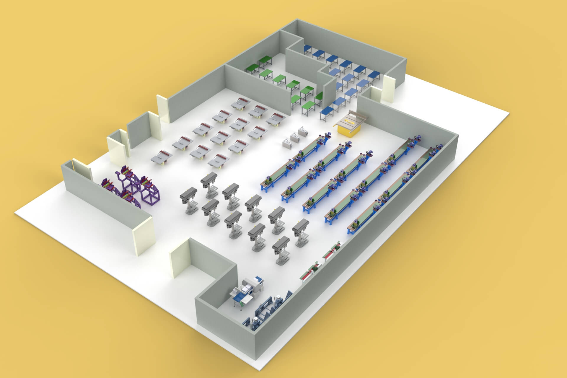 Floor Production Workshop Line Factory Layout Industrial - 3D Model by surf3d
