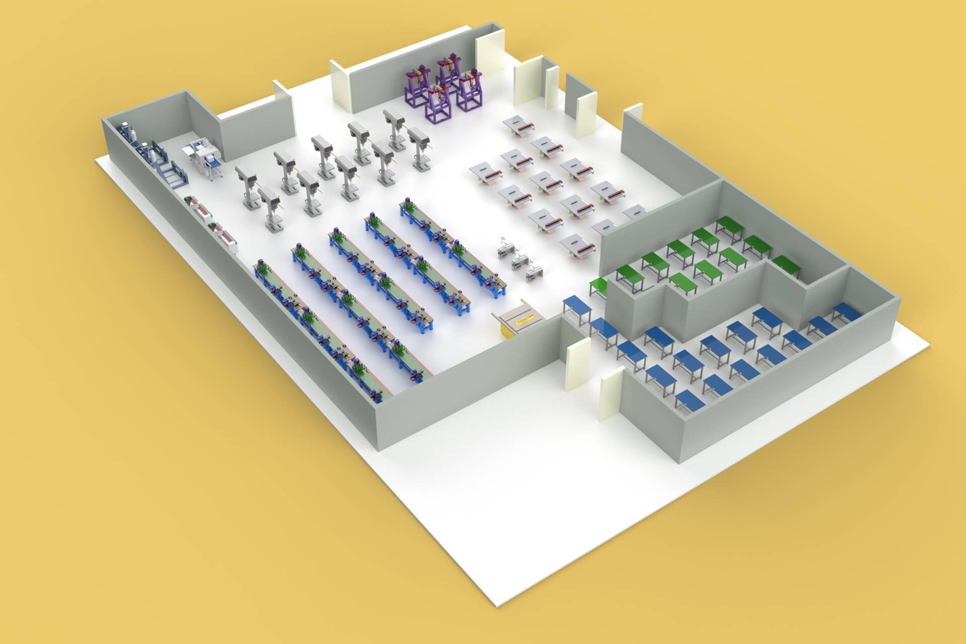 Floor Production Workshop Line Factory Layout Industrial - 3D Model by ...