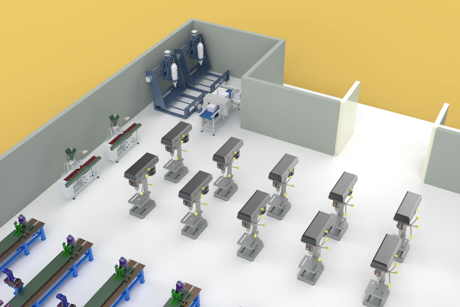 Floor Production Workshop Line Factory Layout Industrial - 3D Model by ...