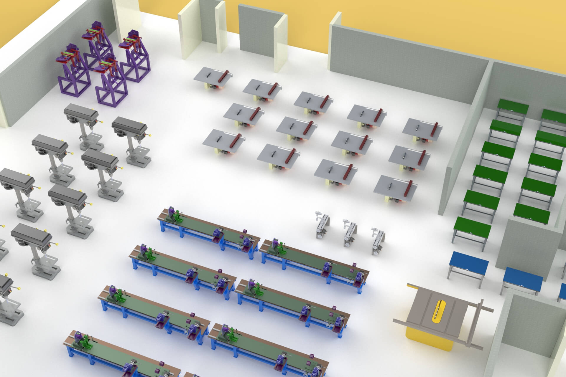 Floor Production Workshop Line Factory Layout Industrial - 3D Model by ...