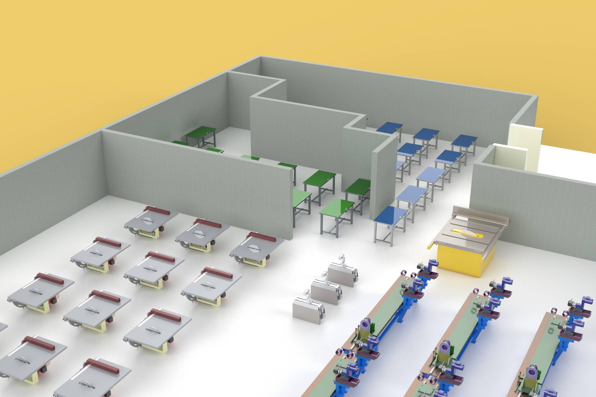 Floor Production Workshop Line Factory Layout Industrial - 3D Model by ...