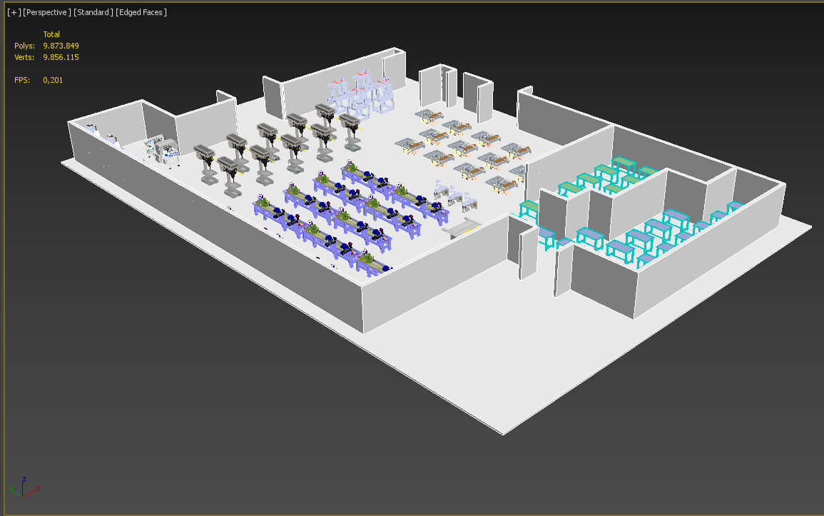 Floor Production Workshop Line Factory Layout Industrial - 3D Model by ...