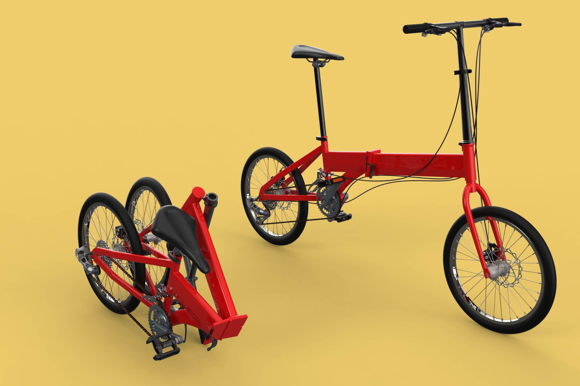 Fold Bicycle Folding Bike Portable Compact Flip - 3D Model by surf3d