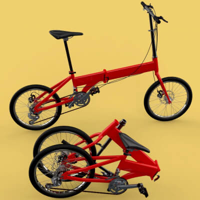 Fold Bicycle Folding Bike Portable Compact Flip - 3D Model by surf3d