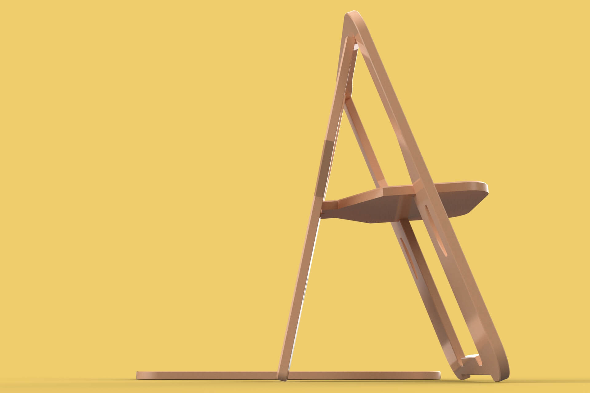 Foldable Flat Chair Secret Folding Seat Fold Stool Flip Wood - 3D Model ...