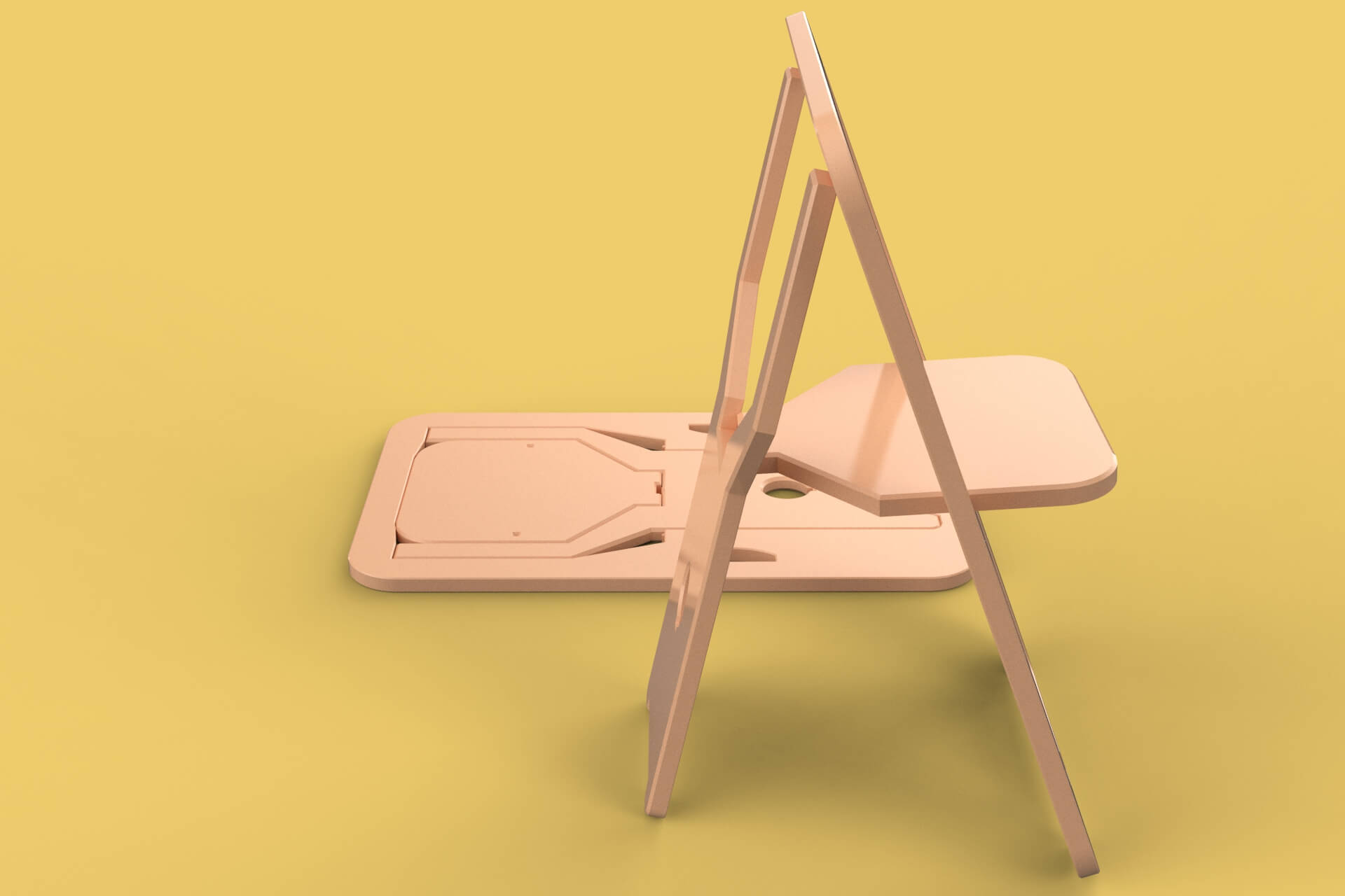 Foldable Flat Chair Secret Folding Seat Fold Stool Flip Wood - 3D Model ...
