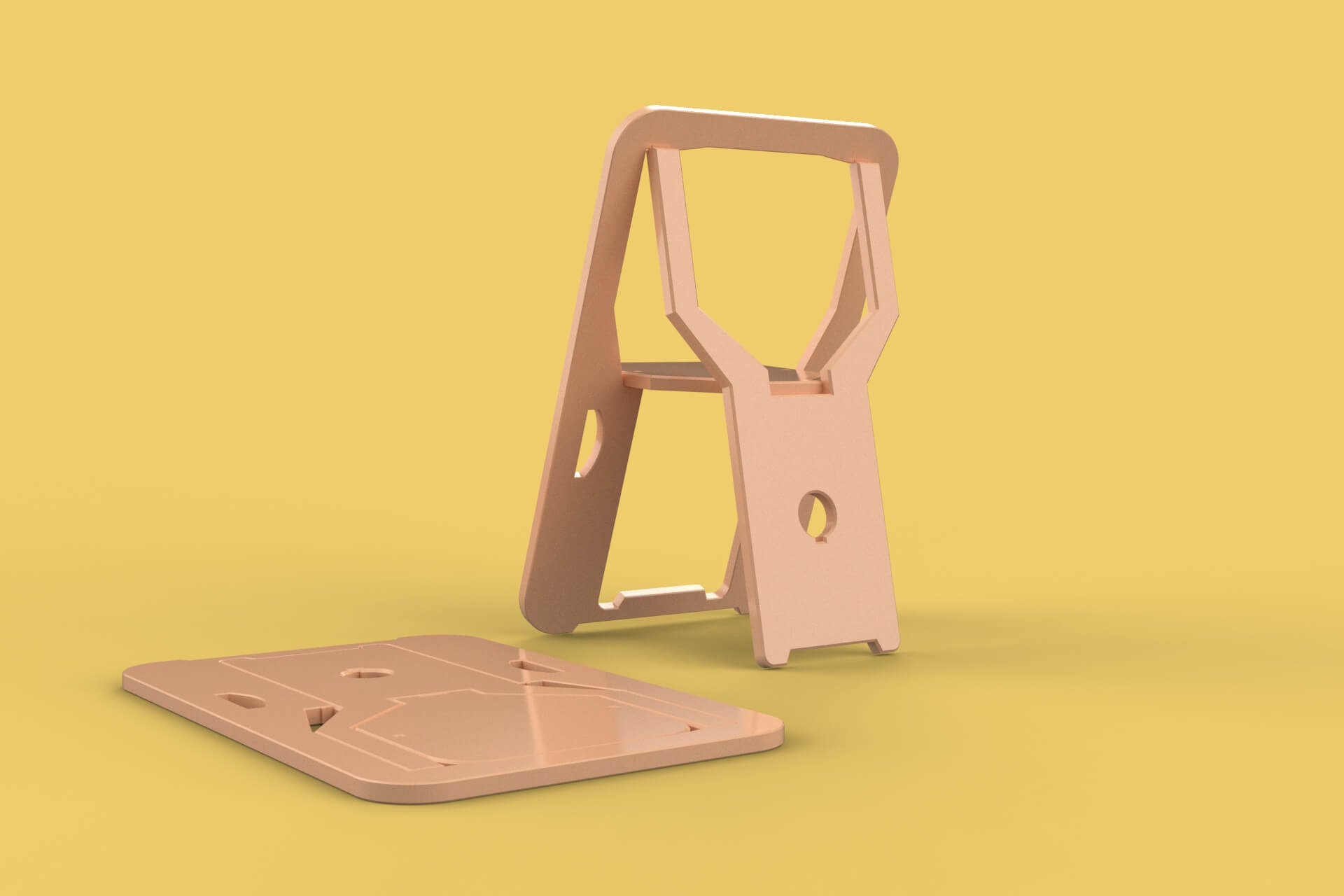 Foldable Flat Chair Secret Folding Seat Fold Stool Flip Wood - 3D Model by surf3d