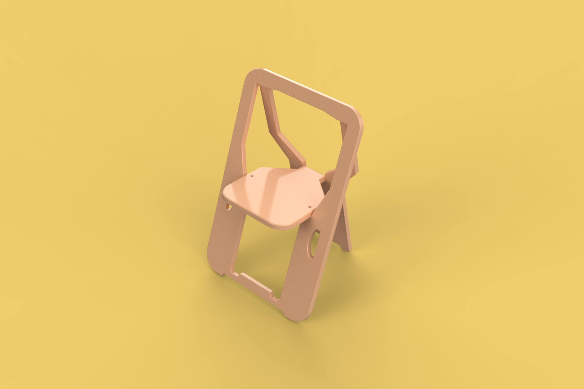 Foldable Flat Chair Secret Folding Seat Fold Stool Flip Wood - 3D Model ...