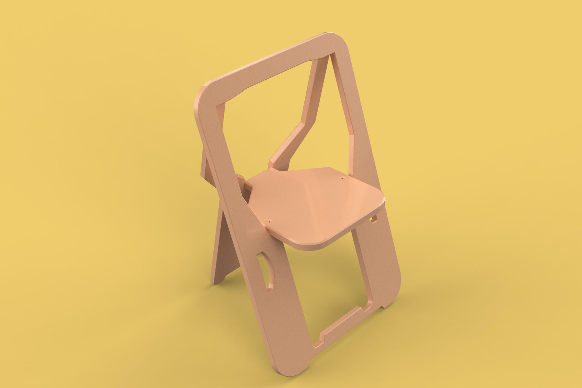 Foldable Flat Chair Secret Folding Seat Fold Stool Flip Wood - 3D Model ...