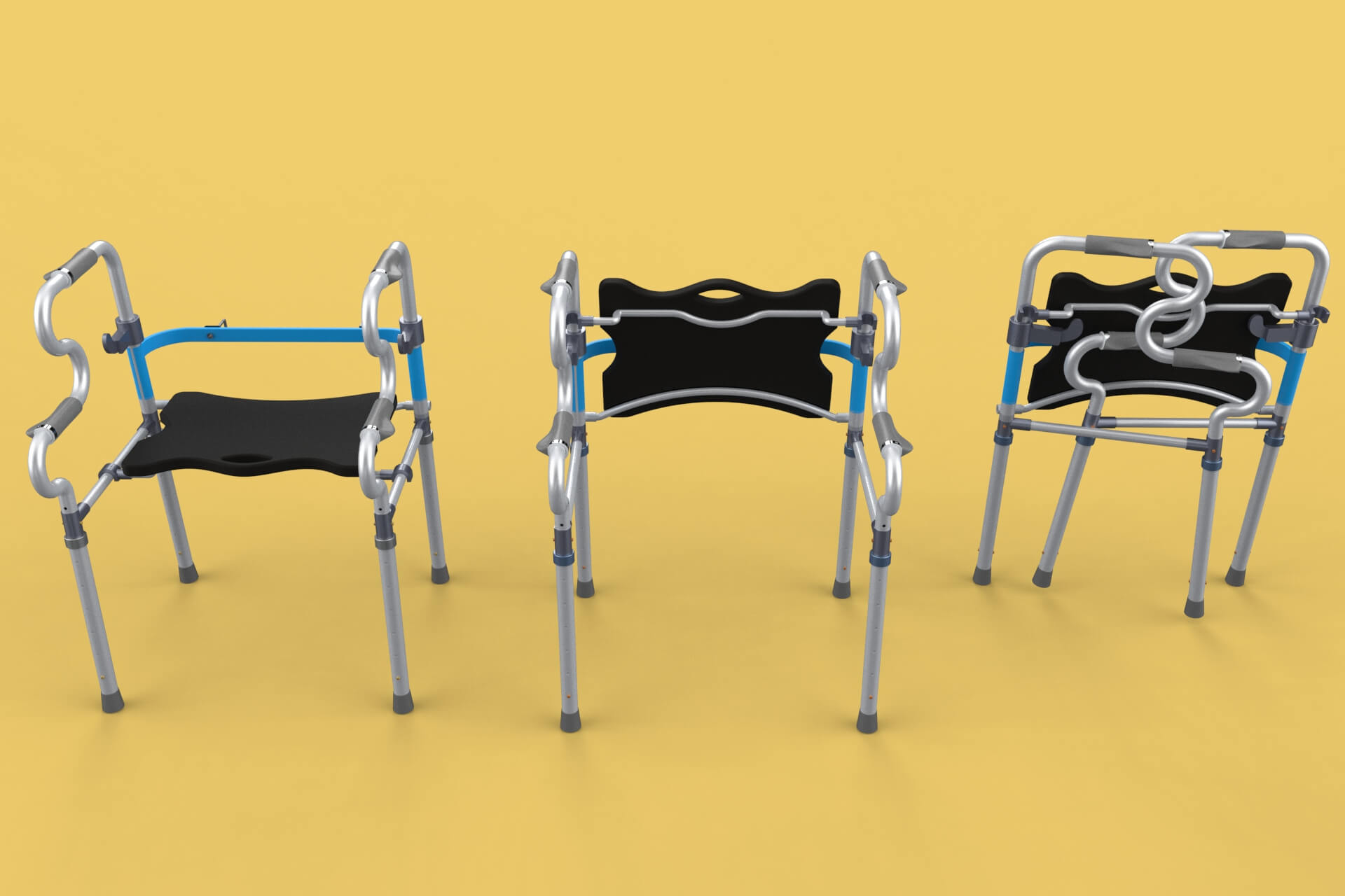 Foldable Walker Seat Folding Walking Frame Chair Stand Aids - 3D Model ...