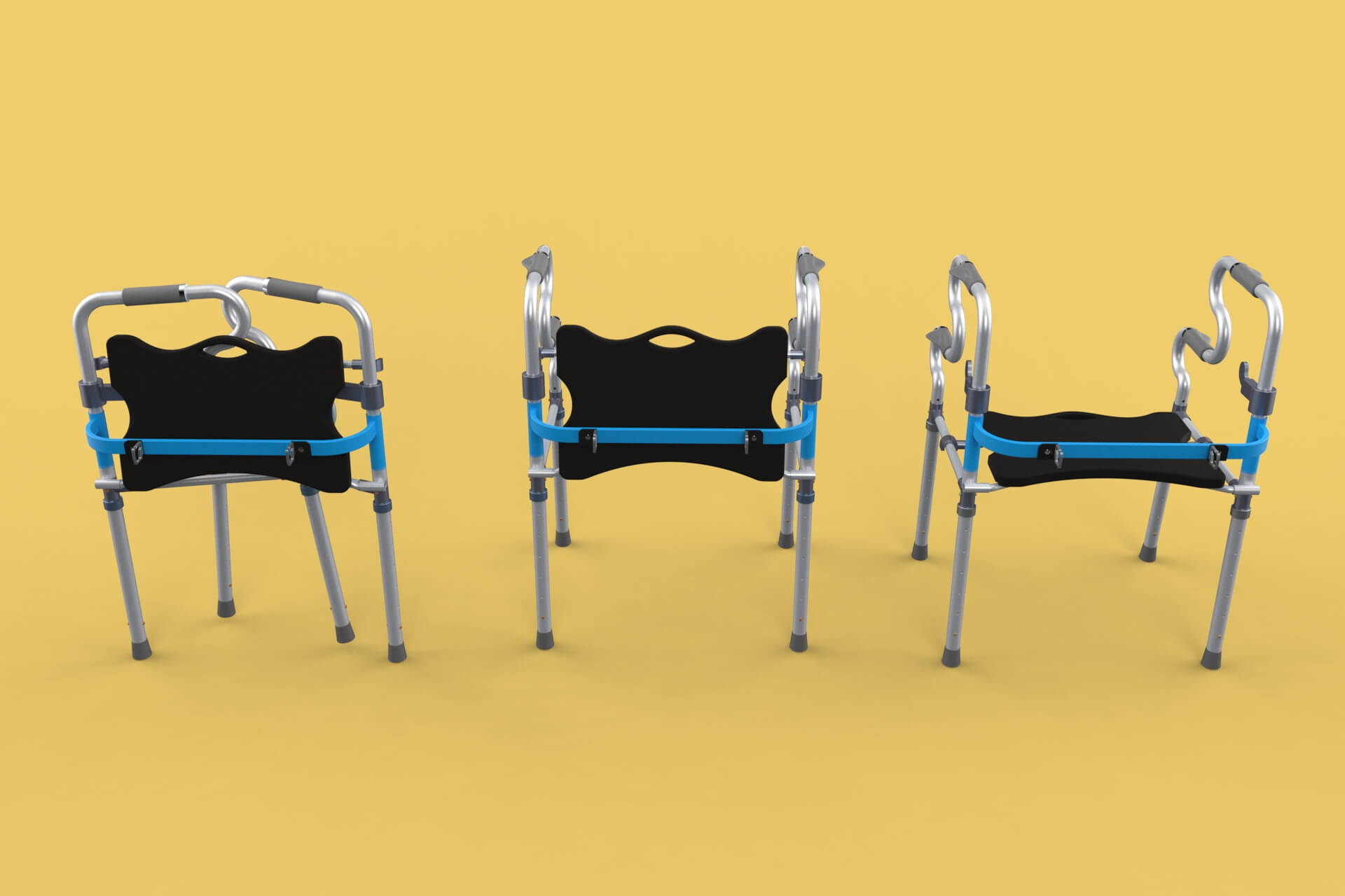 Foldable Walker Seat Folding Walking Frame Chair Stand Aids - 3D Model ...