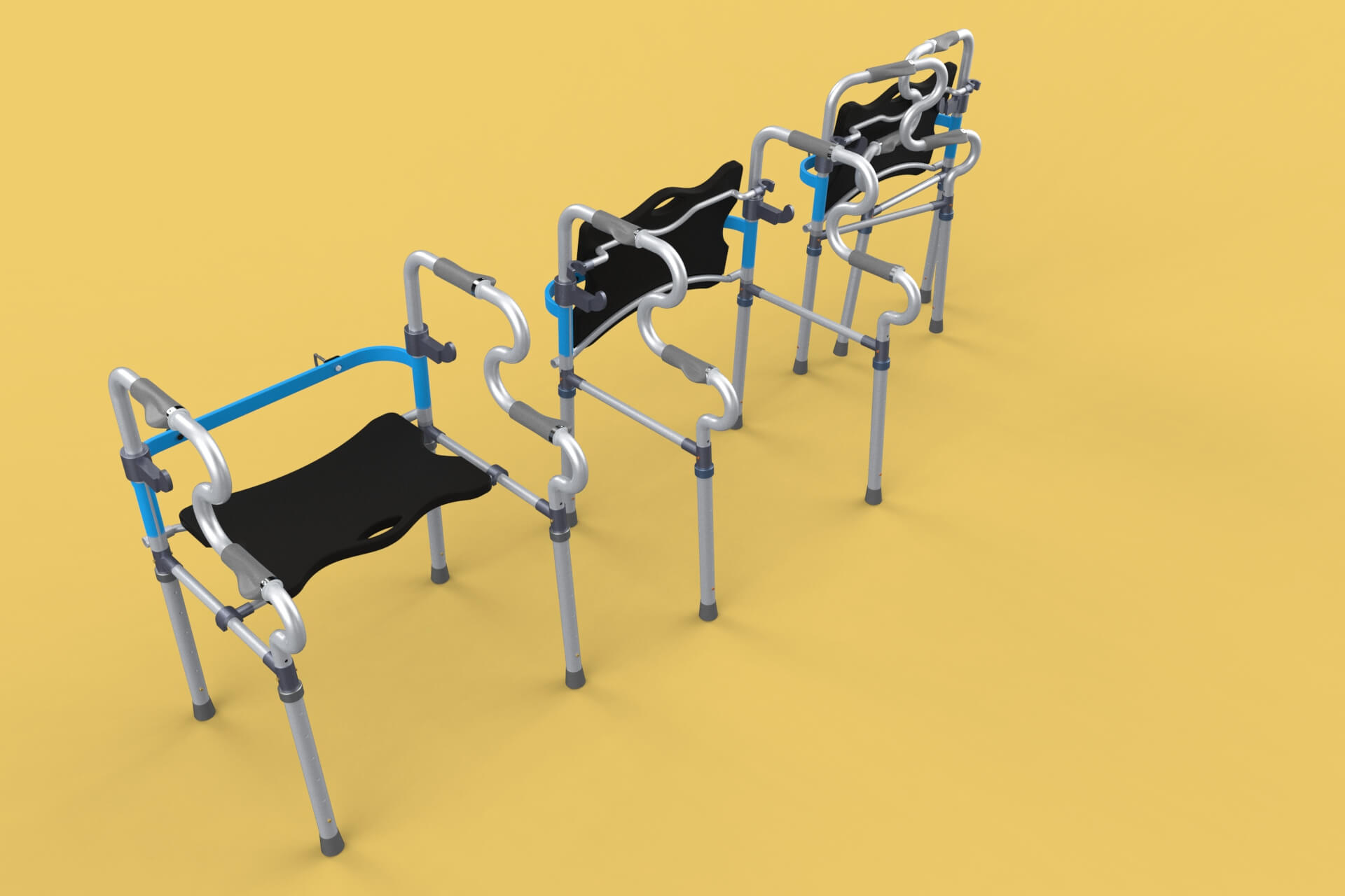 Foldable Walker Seat Folding Walking Frame Chair Stand Aids - 3D Model ...