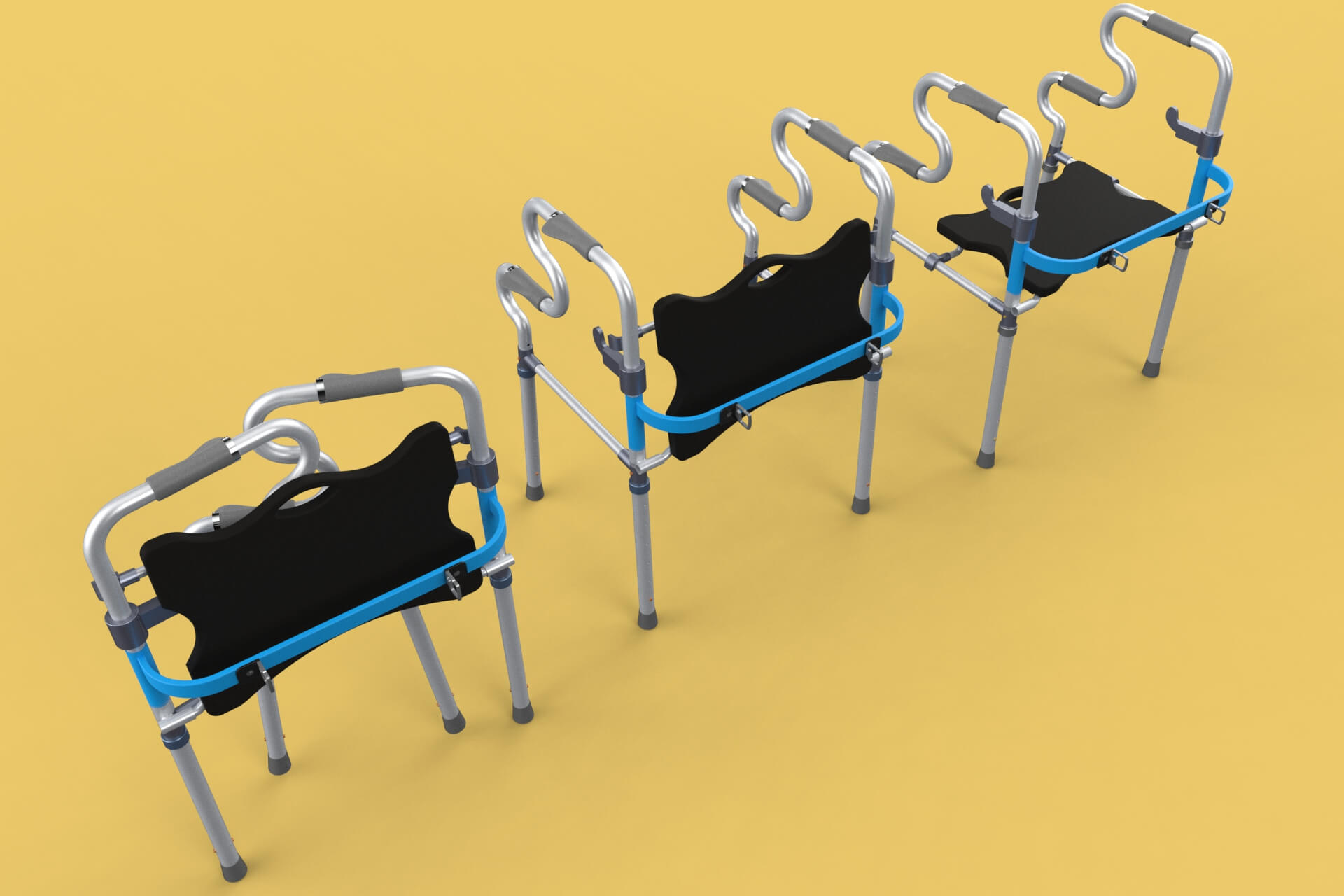 Foldable Walker Seat Folding Walking Frame Chair Stand Aids - 3D Model ...