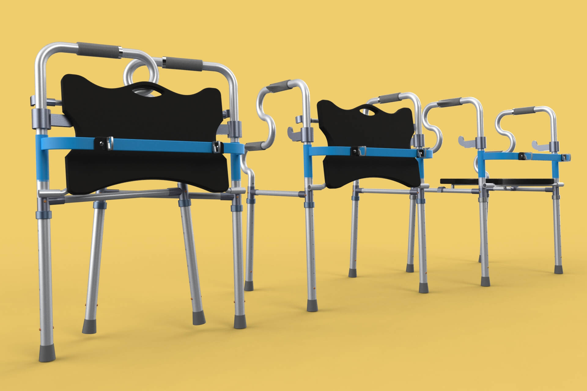 Foldable Walker Seat Folding Walking Frame Chair Stand Aids - 3D Model ...