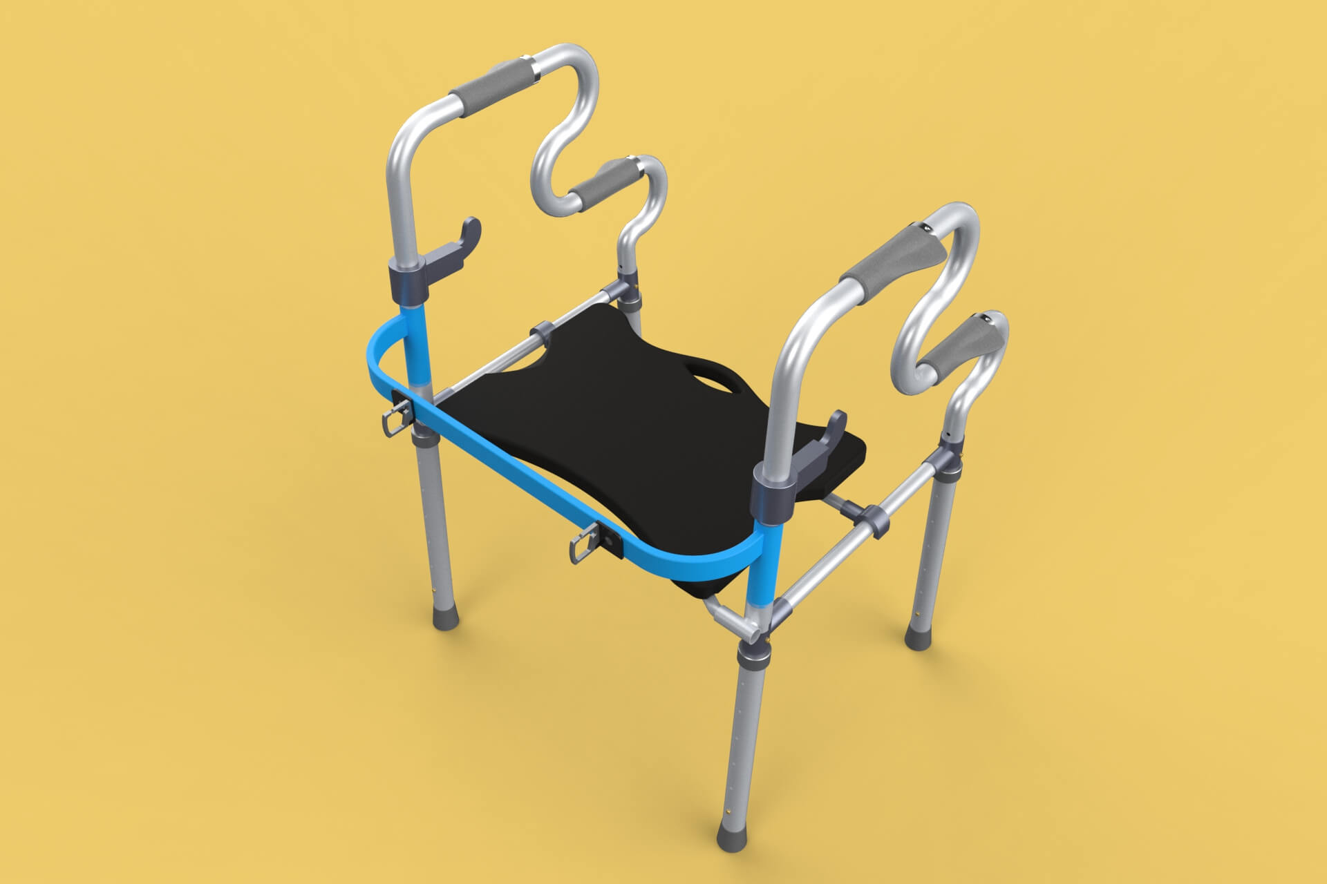 Foldable Walker Seat Folding Walking Frame Chair Stand Aids - 3D Model ...