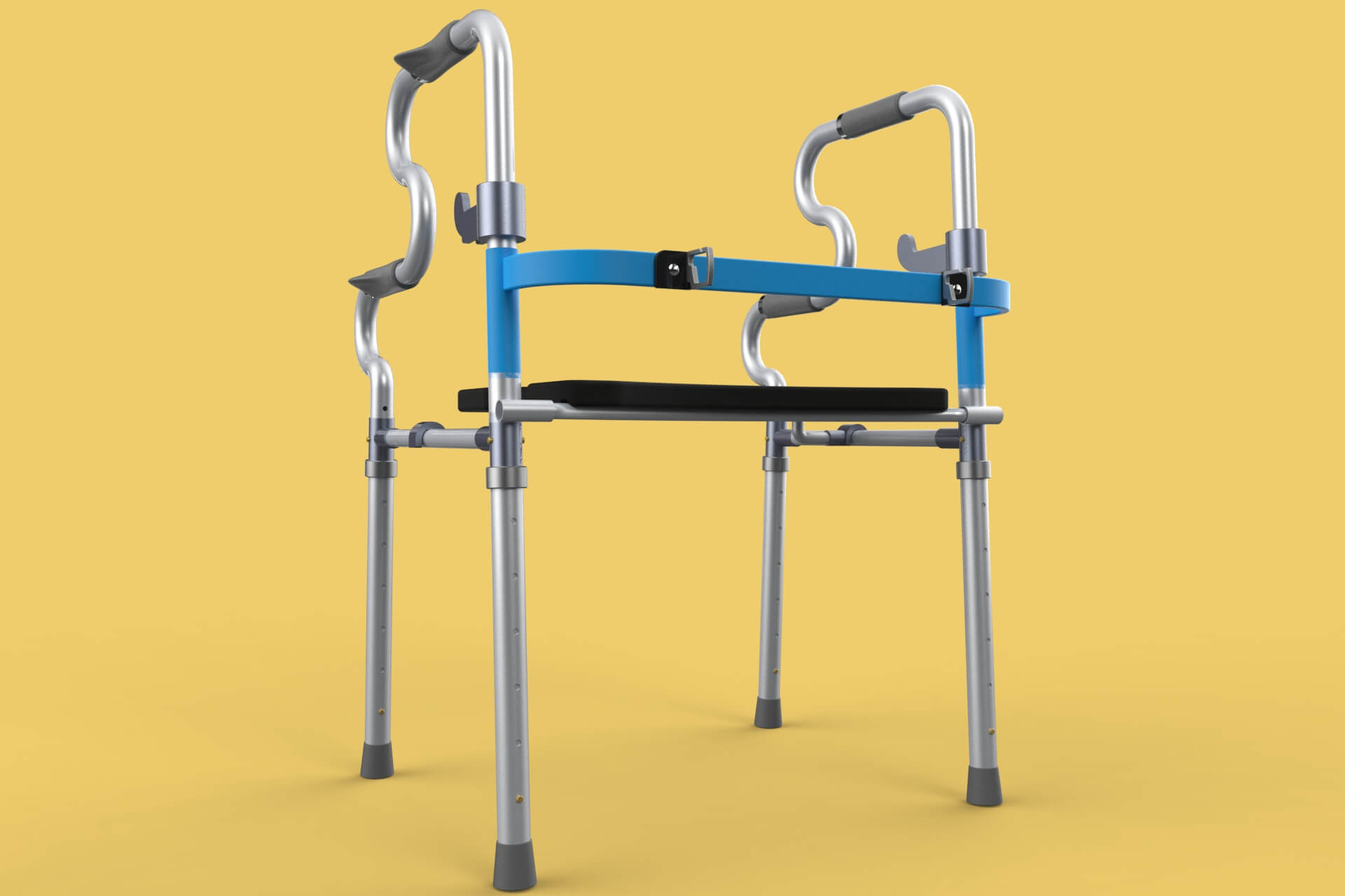 Foldable Walker Seat Folding Walking Frame Chair Stand Aids - 3D Model ...