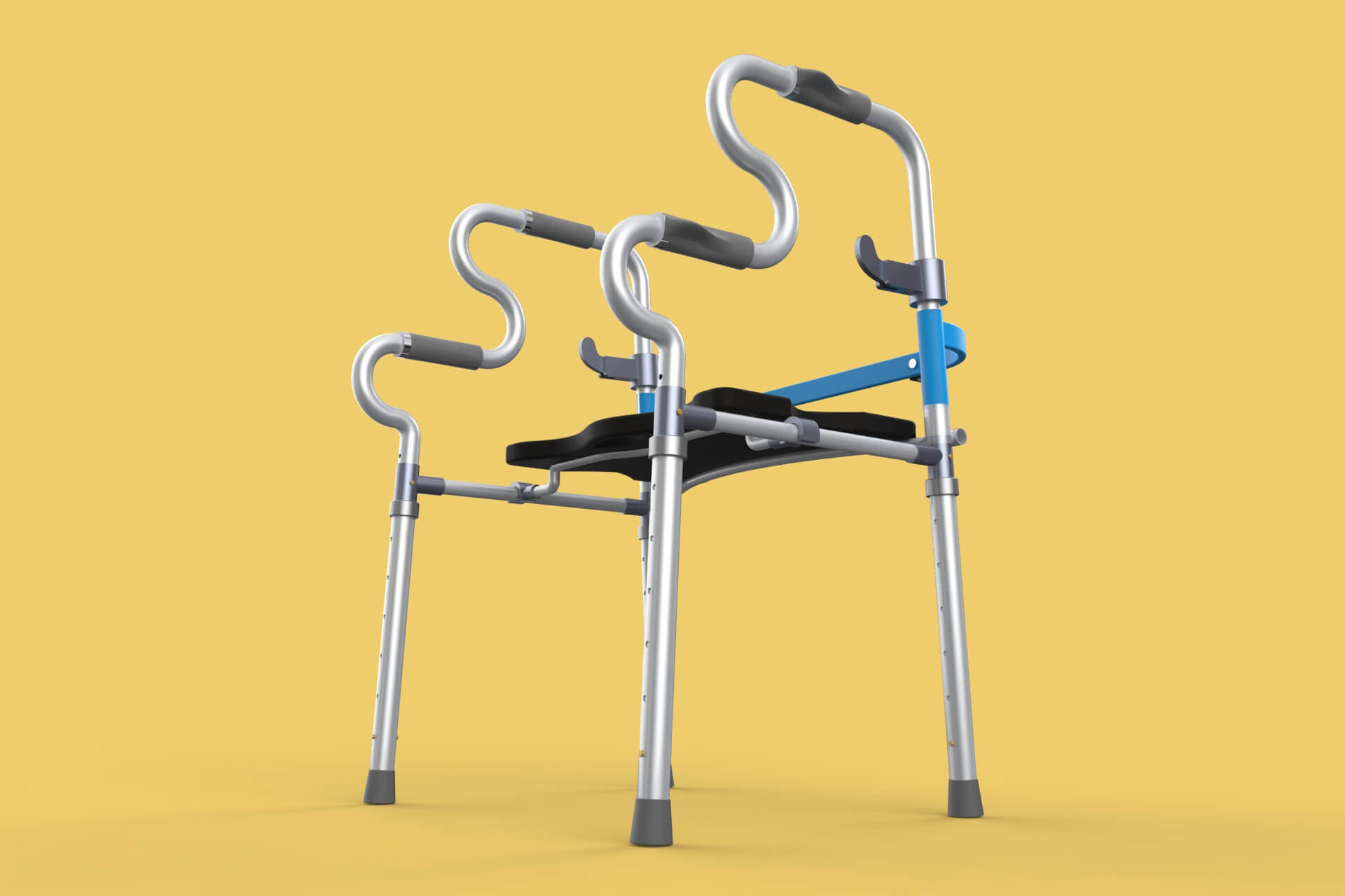 Foldable Walker Seat Folding Walking Frame Chair Stand Aids - 3D Model ...