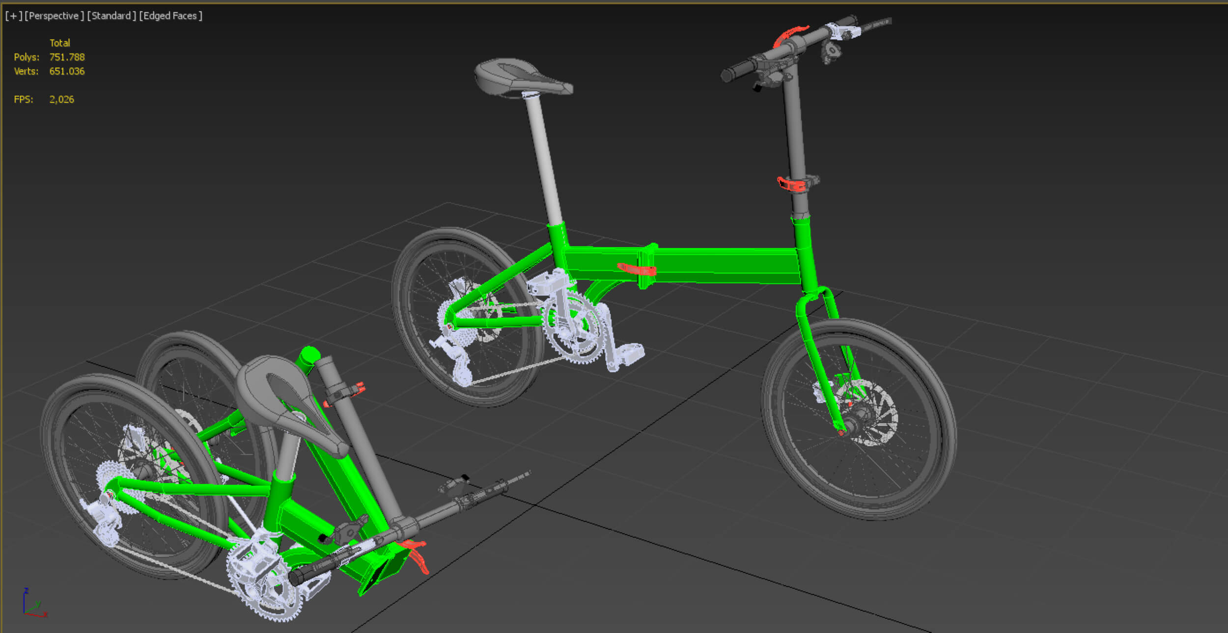 Folding Bike Portable Compact Flip Bicycle - 3D Model by surf3d