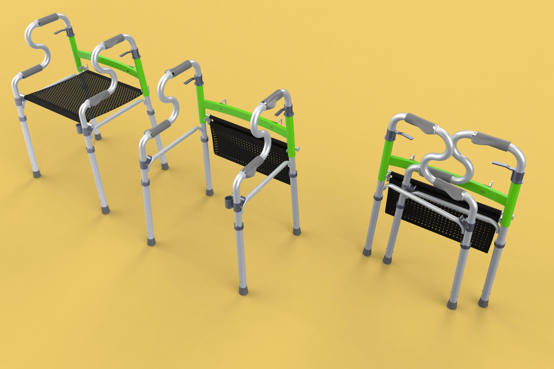 Folding Walker Seat Foldable Walking Frame Chair Stand Aids - 3D Model ...