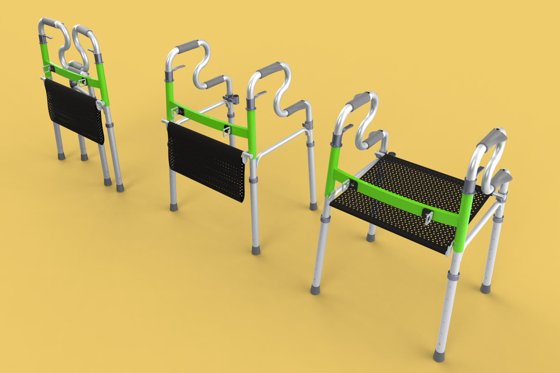 Folding Walker Seat Foldable Walking Frame Chair Stand Aids - 3D Model ...